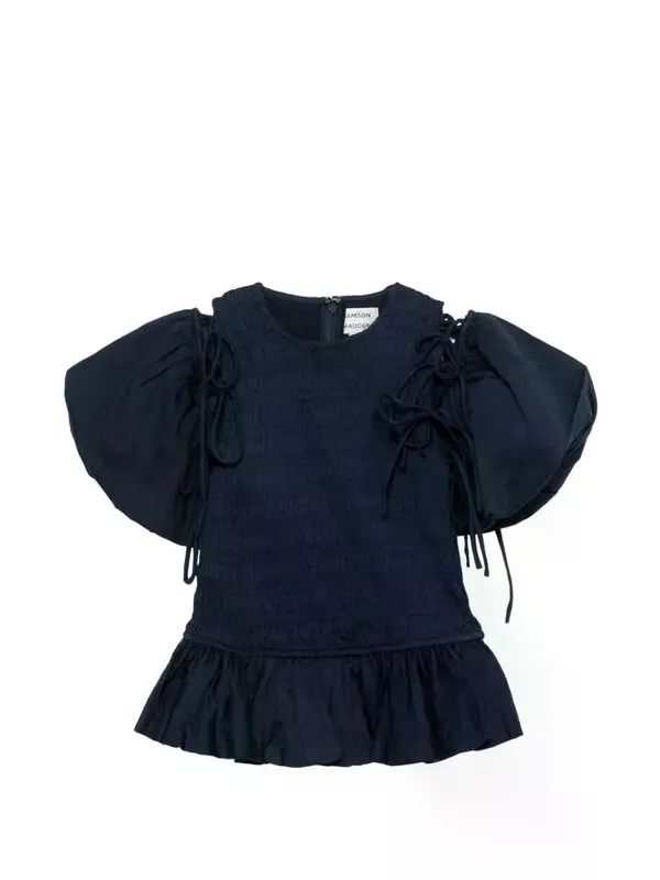 DAMSON MADDER Becca Shirred Peplum Blouse - Blue