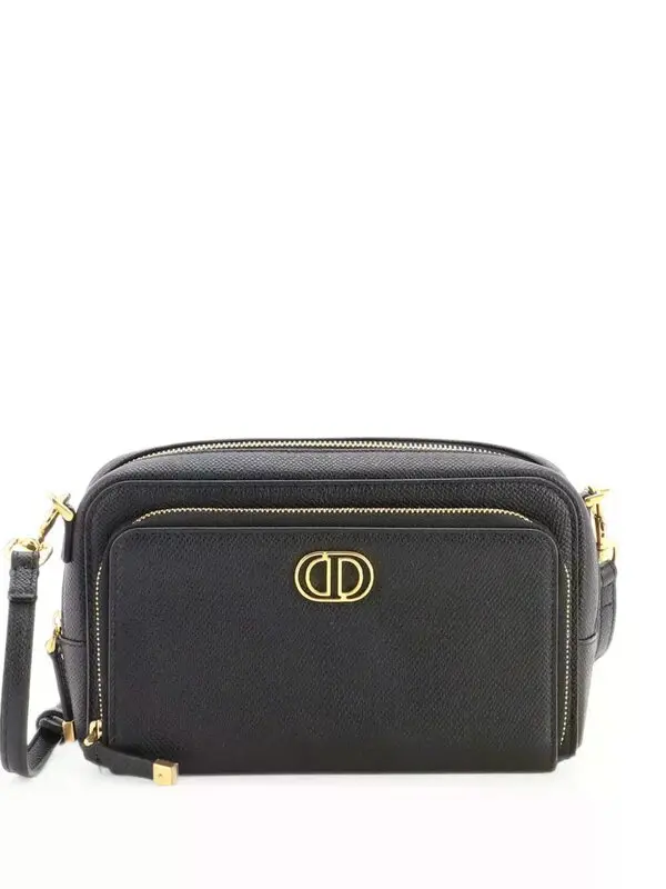 Dior Caro Double Pouch Leather Crossbody Bag - Black