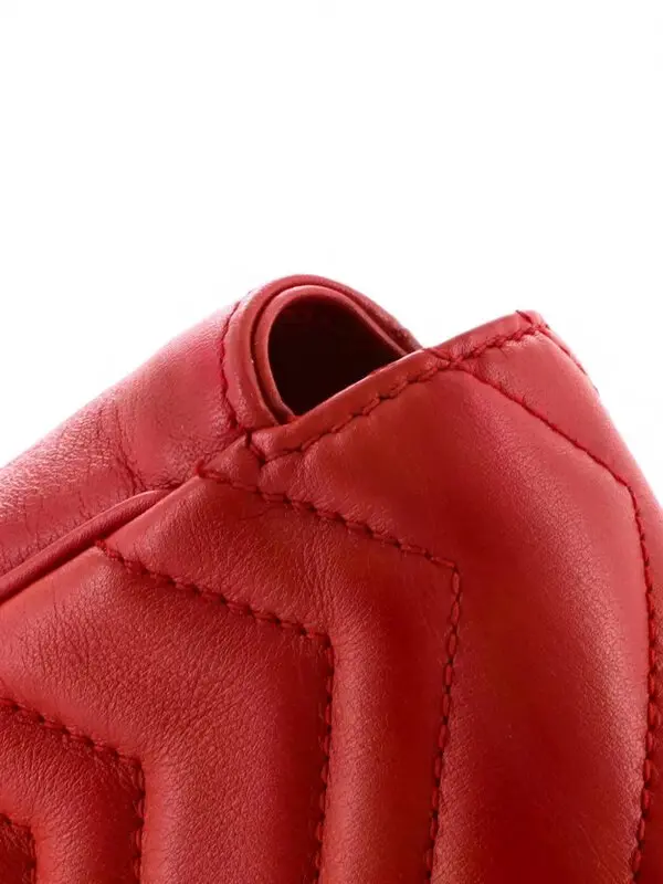 Gucci Gg Marmont Flap Bag Matelasse Leather Super Mini Cross Body Bag - Red
