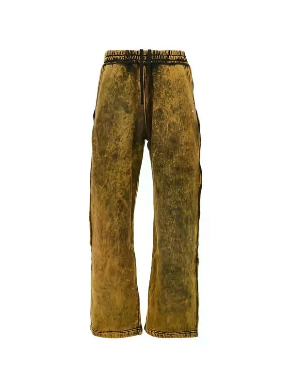 DIESEL® Acid-wash Sweatpants With Raw Edges - Brown