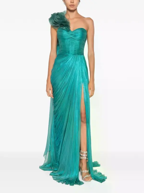 IRIS SERBAN Megan One-shoulder Floral-detail Maxi Dress