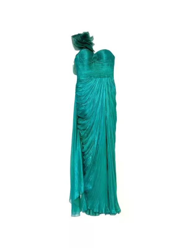 IRIS SERBAN Megan One-shoulder Floral-detail Maxi Dress - Blue