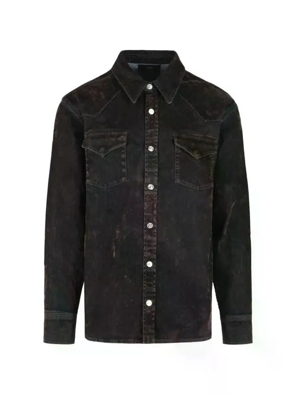 Amiri Flock Long Sleeve Denim Shirt - Brown