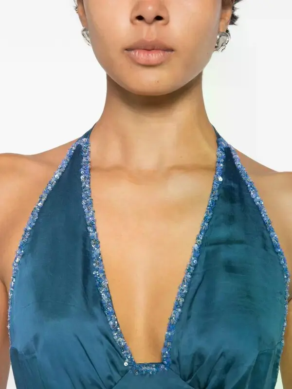 ASTA RESORT Celine Bead-embellished Halterneck Maxi Dress