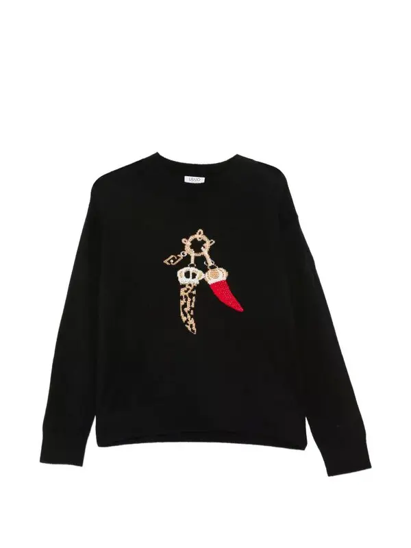Liu Jo Long-sleeve Embellished Sweater - Black