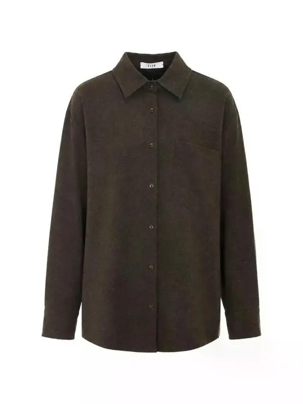 ELEH Chest-pocket Long-sleeve Shirt - Brown