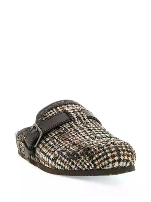 Brunello Cucinelli Dazzling Houndstooth-pattern Sequin-embellished Mules