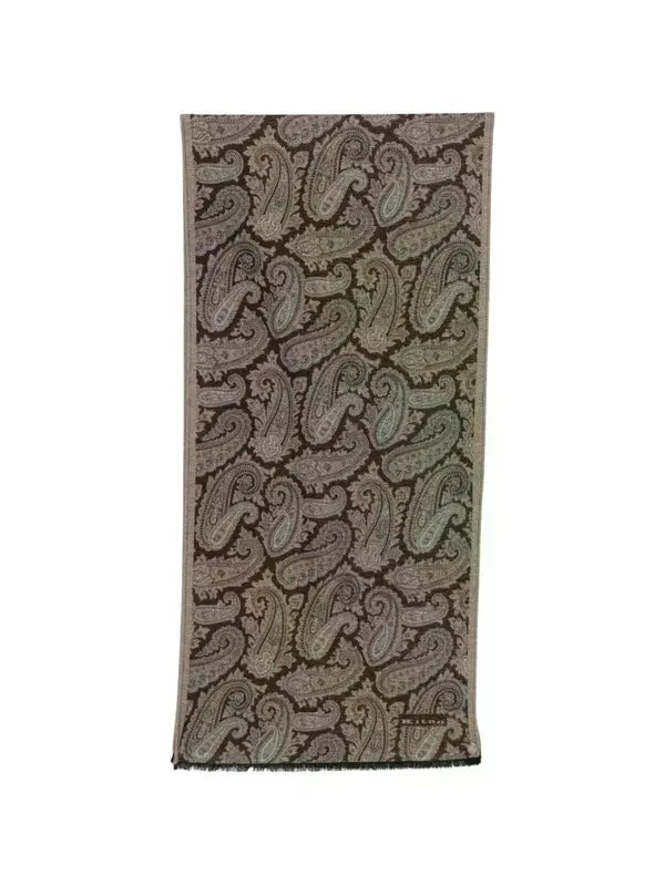 Kiton Paisley-print Fringed Scarf - Brown