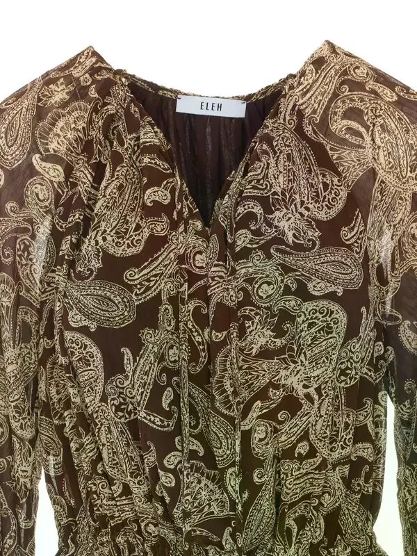 ELEH Paisley-print Drawstring-waist Midi Dress