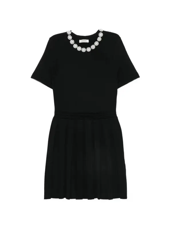 Sandro Pearl-embellished Pleated Mini Dress