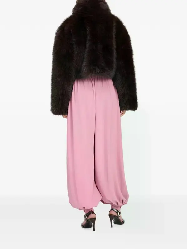 ROTATE BY BIRGER CHRISTENSEN Faux-fur Cropped Jacket Dark