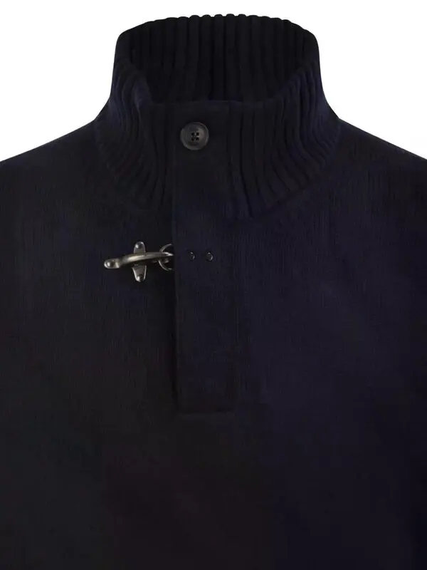 FAY Hook-fastening Elbow-patch Sweater - Blue