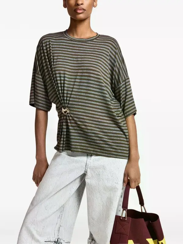 Essentiel Antwerp Striped Ring-detail T-shirt