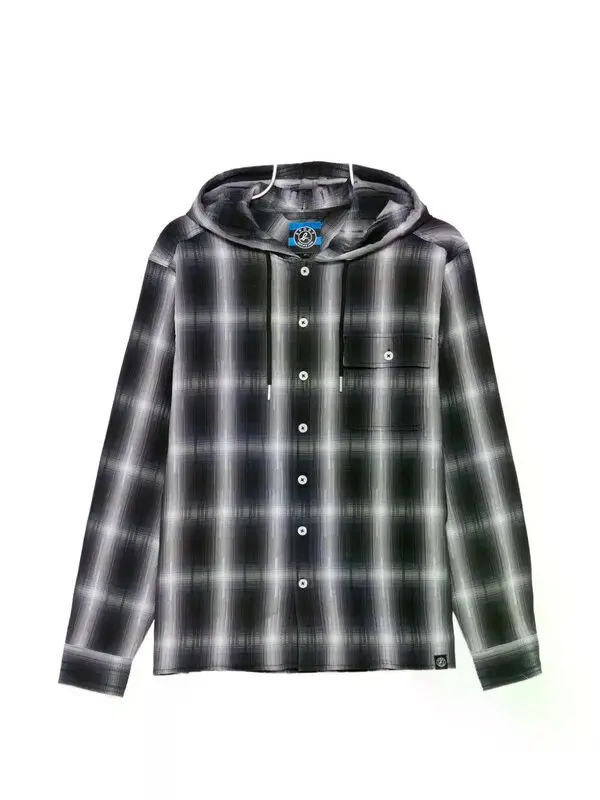 AGNES B. Check-pattern Hooded Shirt