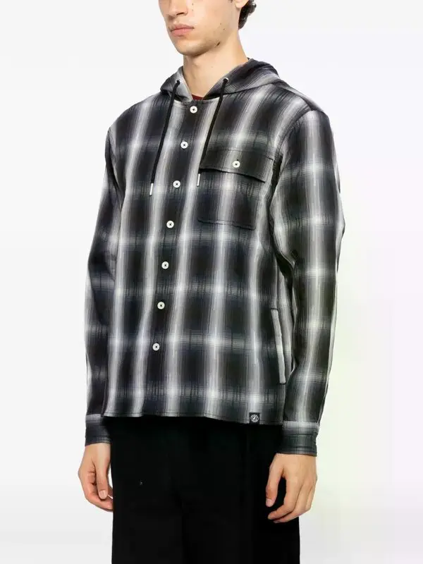 AGNES B. Check-pattern Hooded Shirt