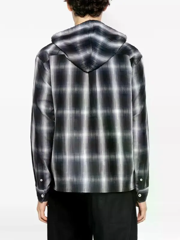 AGNES B. Check-pattern Hooded Shirt
