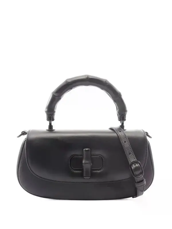 Gucci 2016-2026 Small Calfskin Bamboo Diva Top Handle Bag Satchel - Black