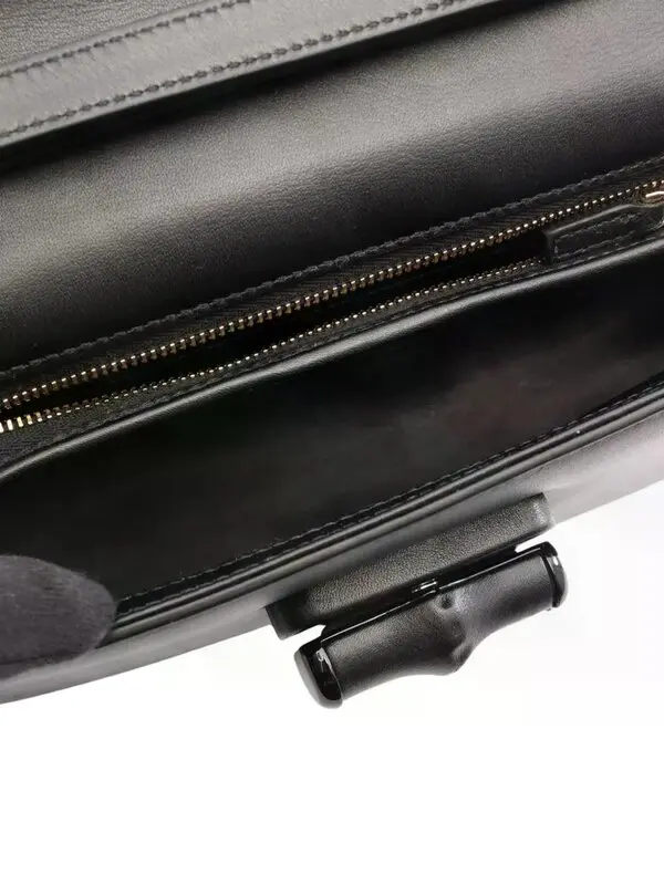 Gucci Small Calfskin Bamboo Diva Top Handle Bag Satchel - Black