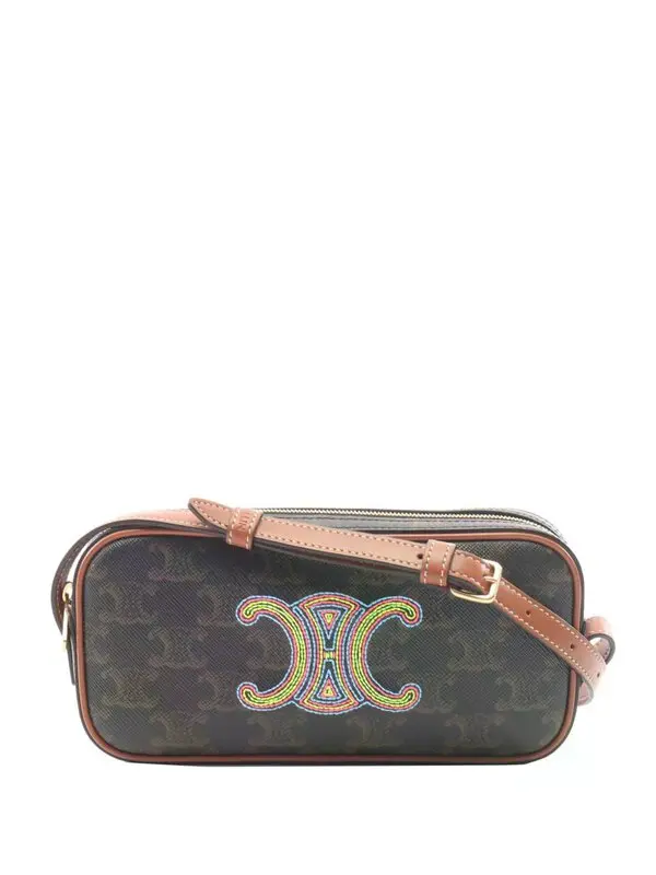 Celine 2000-2026 Mini Triomphe Cuir Coated Canvas Camera Bag Shoulder Bag