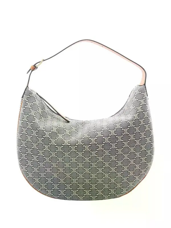 Celine 20th Century Large Triomphe Coated Canvas Lulu Hobo Bag - Blue