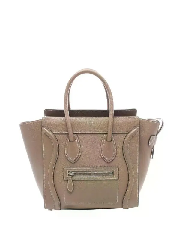 Celine 2010-2026 Micro Leather Luggage Tote Bag - Brown
