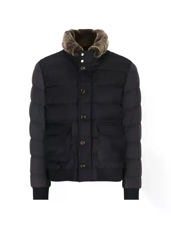 MOORER Fur-collar Quilted Jacket
