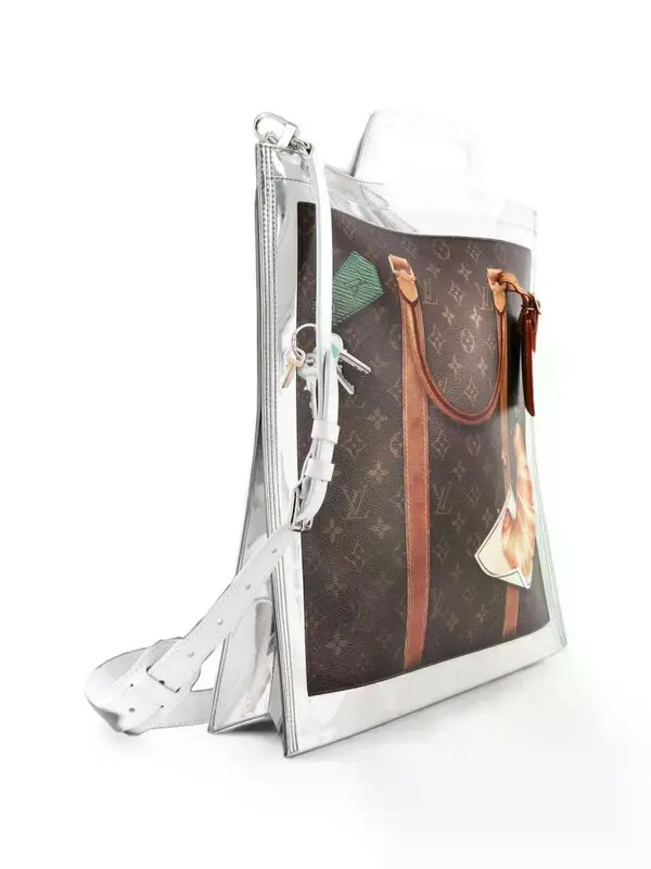 LOUIS VUITTON Freezer Sac Plat Bag Printed Mirror Coated Canvas Tote Bag