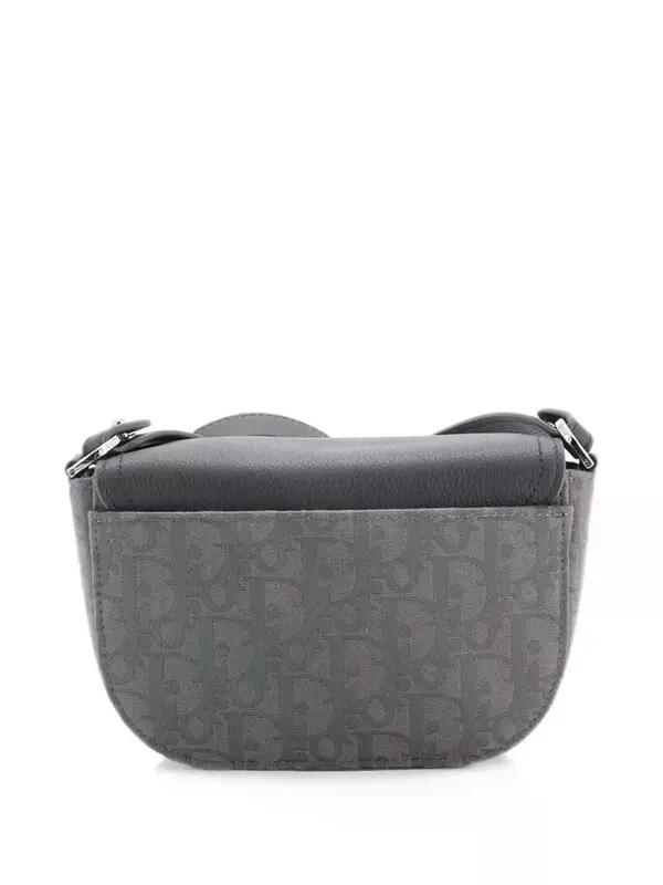 Dior Saddle Buckle Flap Messenger Bag Oblique Canvas And Leather Mini Crossbody Bag - Grey