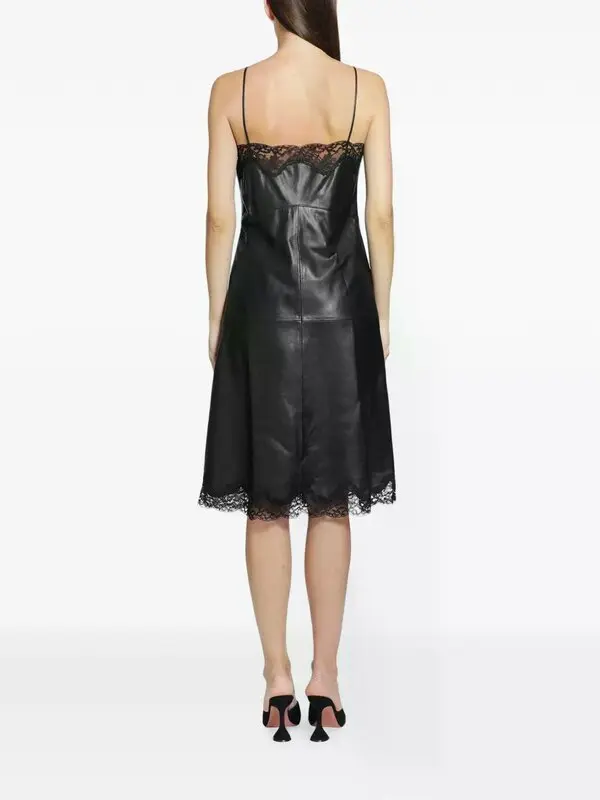 Magda Butrym Lace-trimmed Leather Midi Dress