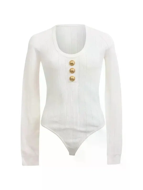 Balmain 2020s Ribbed Scoop-neck Bodysuit