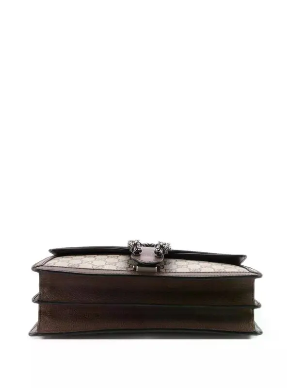 Gucci Dionysus Top Handle Chain Bag Gg Coated Canvas Small Satchel - Brown