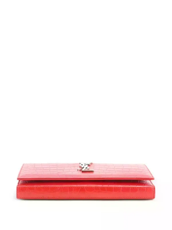 Saint Laurent Classic Monogram Wallet On Chain Crocodile Embossed Leather Small Cross Body Bag