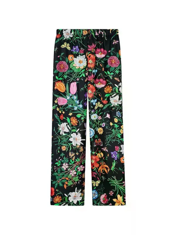 Gucci Floral-print Trousers - Black