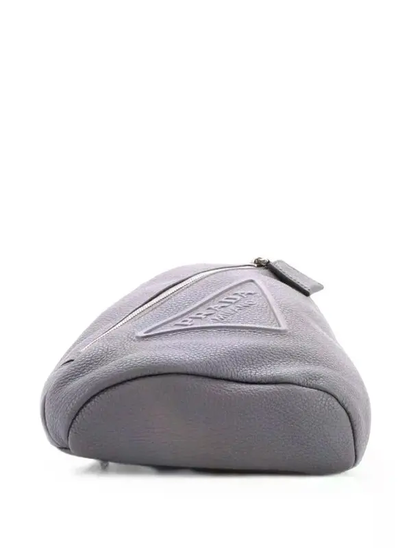 Prada Triangle Logo Sling Bag Leather Backpack - Grey