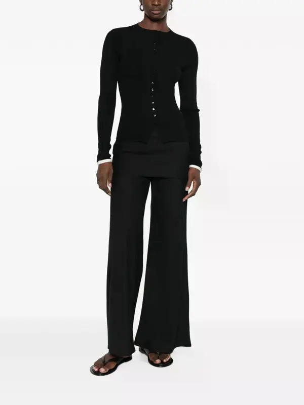 ELEH Ribbed-knit Button-up Sweater