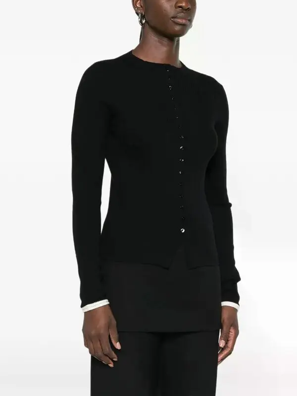 ELEH Ribbed-knit Button-up Sweater