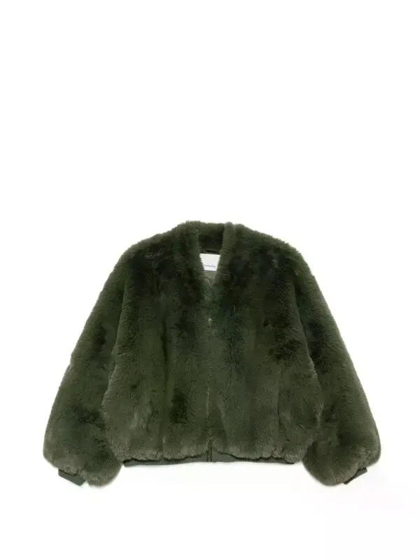 THE FRANKIE SHOP Zip-up Faux-fur Jacket - Green