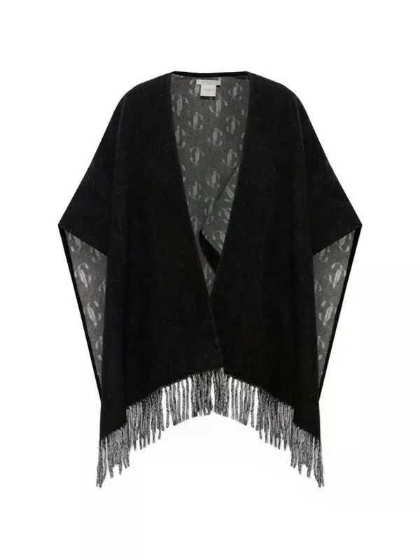 JIMMY CHOO Monogram-pattern Fringed Poncho