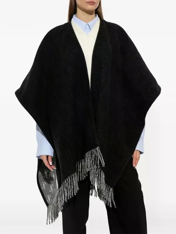 JIMMY CHOO Monogram-pattern Fringed Poncho