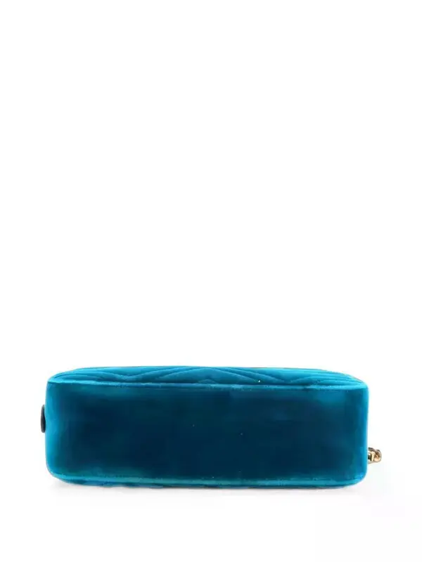 Gucci Gg Marmont Shoulder Bag Matelasse Velvet Small Crossbody Bag - Blue