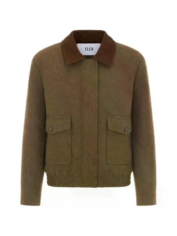 ELEH Herringbone Corduroy-collar Jacket