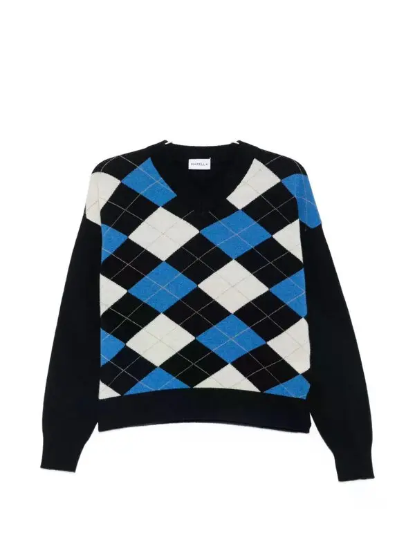 Marella Buono Argyle-intarsia V-neck Sweater