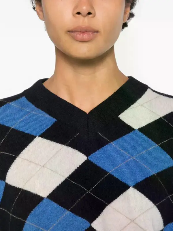 Marella Buono Argyle-intarsia V-neck Sweater
