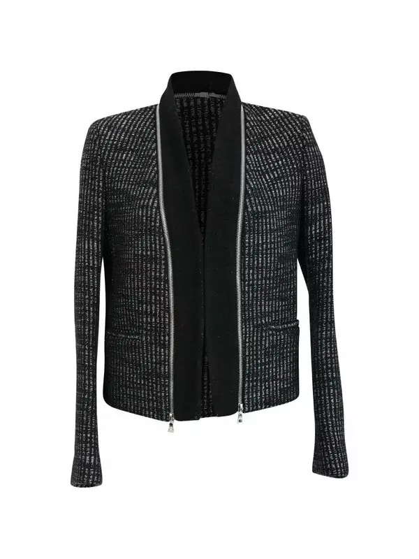 Sandro Tweed Zip-accent Blazer - Black