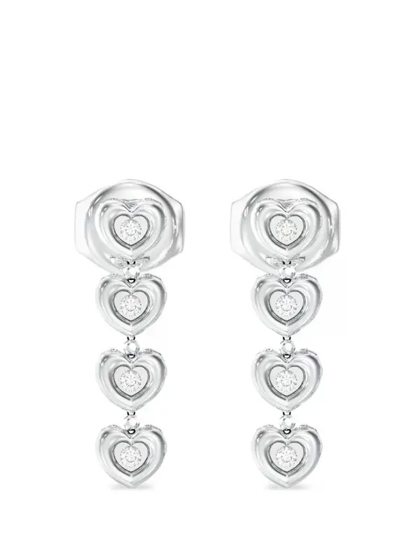Guess Crystal-embellished Heart Drop Earrings - Silver