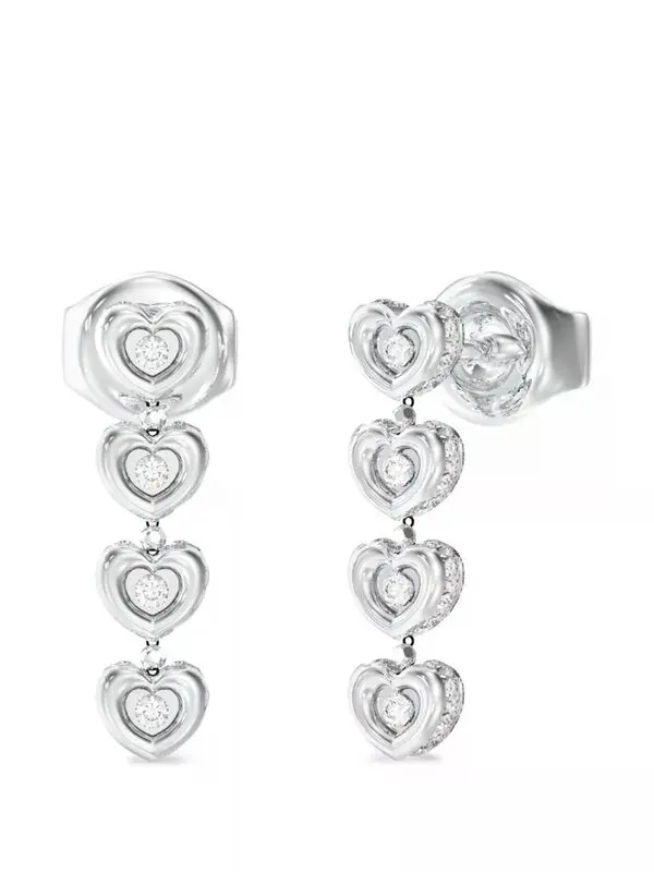 Guess Crystal-embellished Heart Drop Earrings