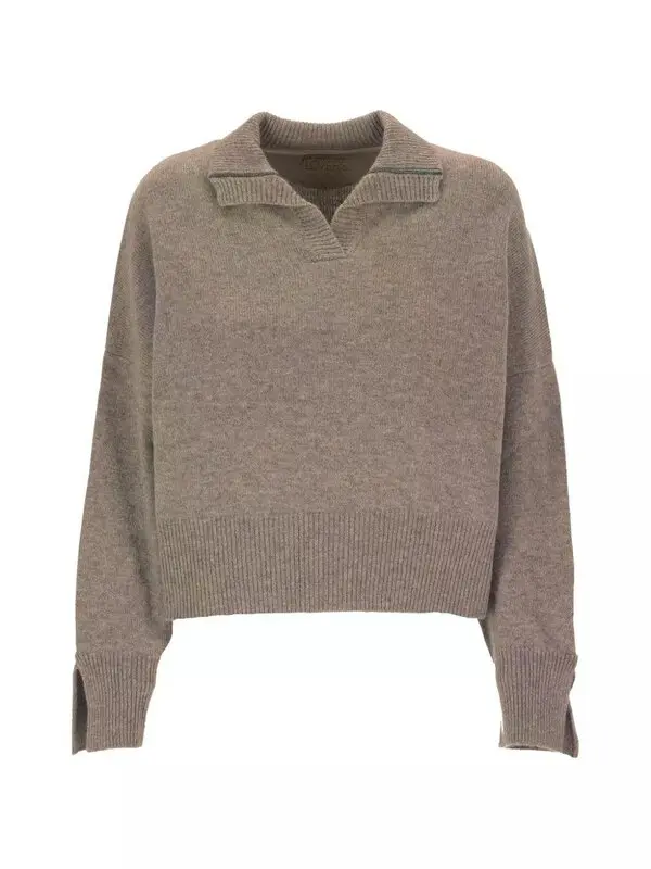 PUROTATTO Spread-collar Cashmere Sweater - Brown