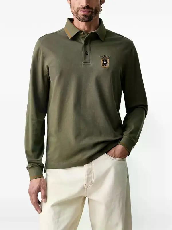 AERONAUTICA MILITARE Cotton Long-sleeve Polo Shirt - Green
