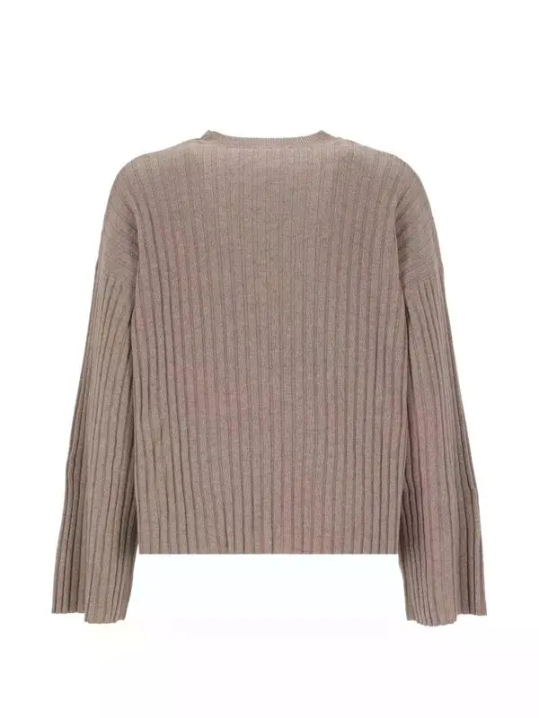 PUROTATTO Ribbed-knit Button-sleeve Sweater