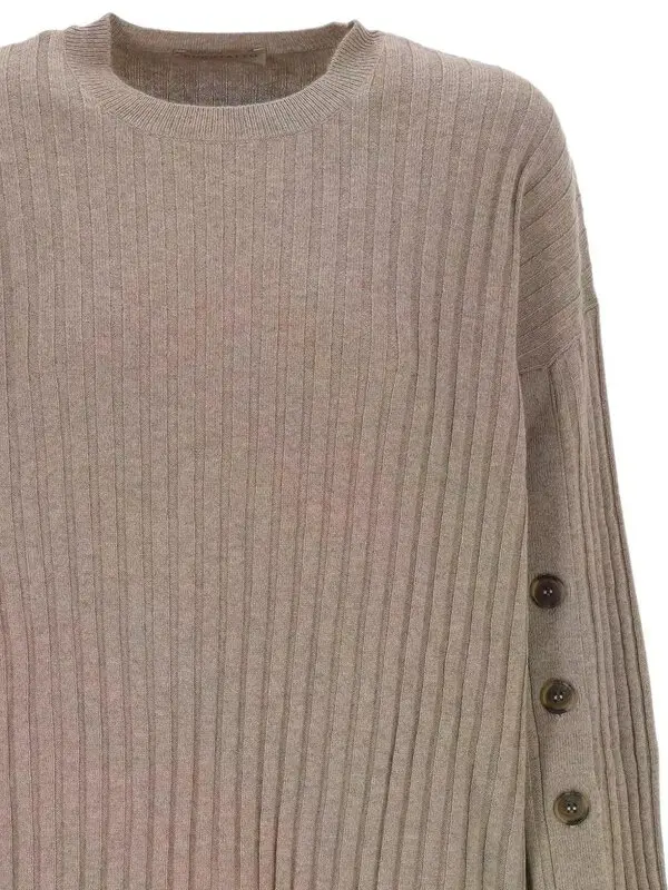 PUROTATTO Ribbed-knit Button-sleeve Sweater